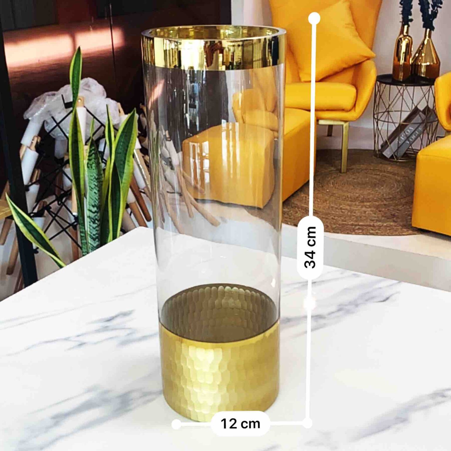 Long Glass Vase with Gold Accent – Housewifery