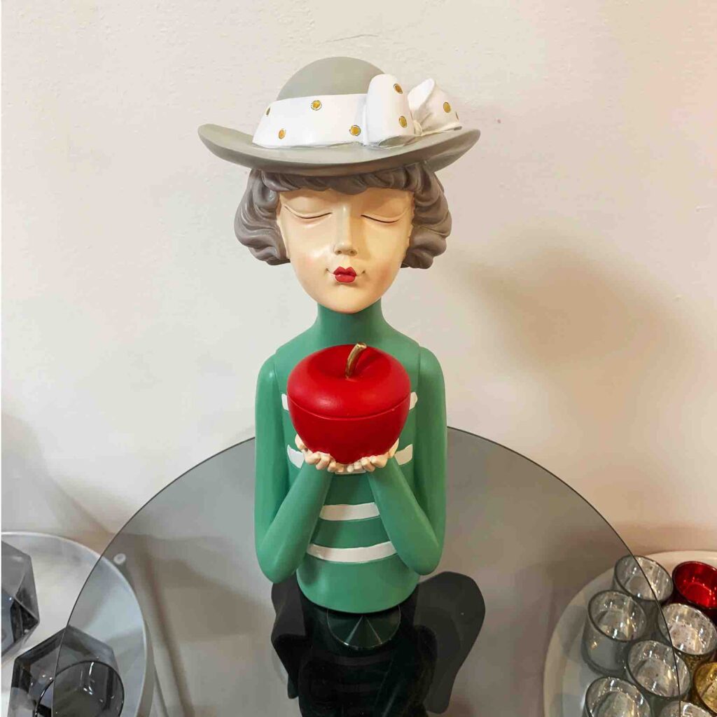 Resin Girl with Apple Shaped Container – Housewifery