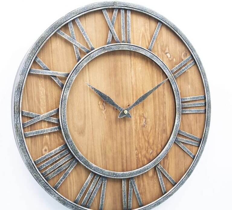 Wooden And Metal Roman Numeral Wall Clock – Housewifery